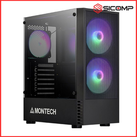 VỎ CASE MONTECH X2 MESH - BLACK (3 FAN LED RGB CÀI ĐẶT SẴN)